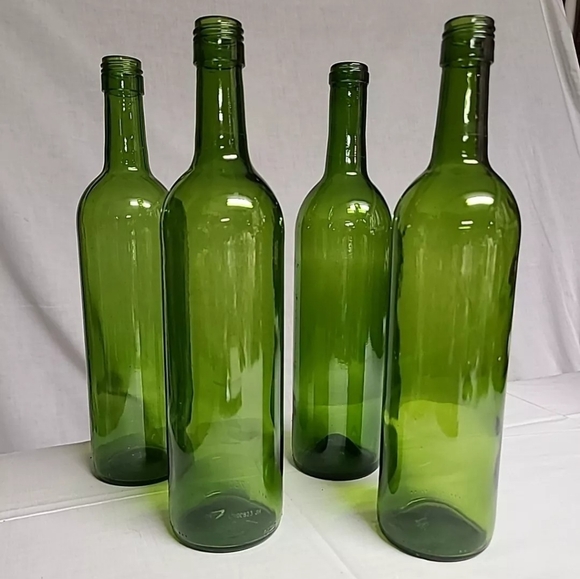 unbranded | Accents | Four Green Glass Wine Bottles Empty Labels ...